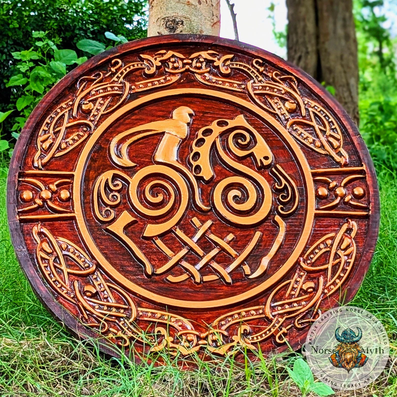 Medieval Viking Shield Featuring Intricate Horse Design – Perfect for ...