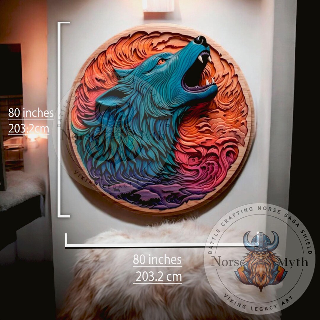 Handmade Custom Wooden Wolf Decor, Wolf Howling Wall Art, Vikings Wolf ...