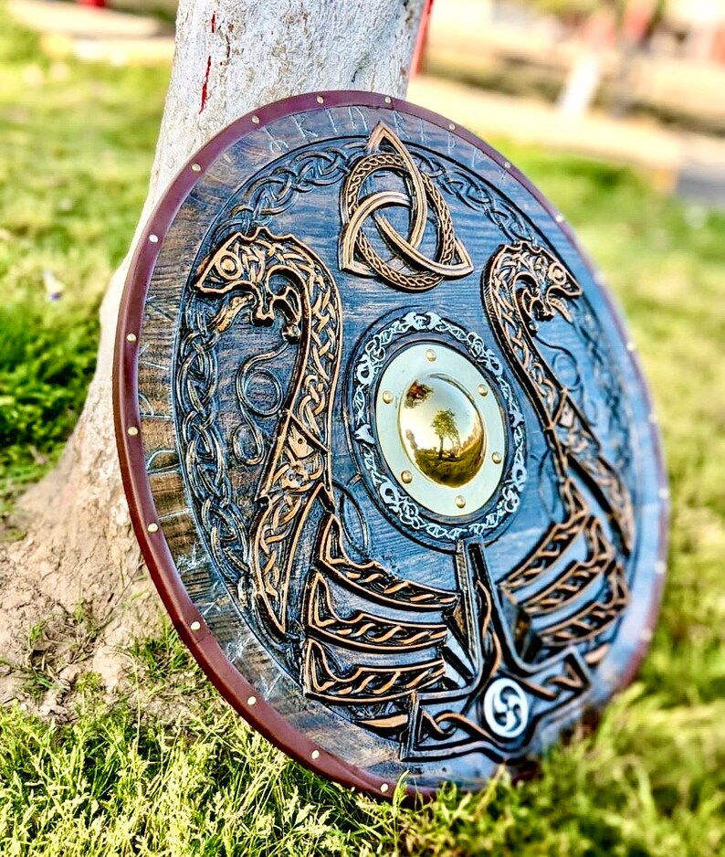 Viking Round Shield, Medieval Norse Dragon Shield, Medieval Norse ...