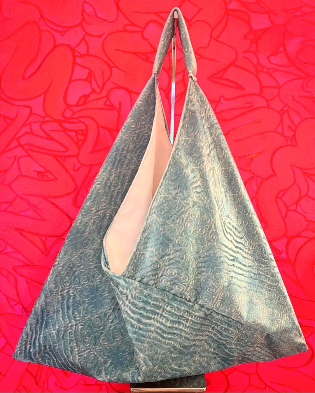 Medium Blue Velvet Wave Origami Shoulder Bag - Etsy