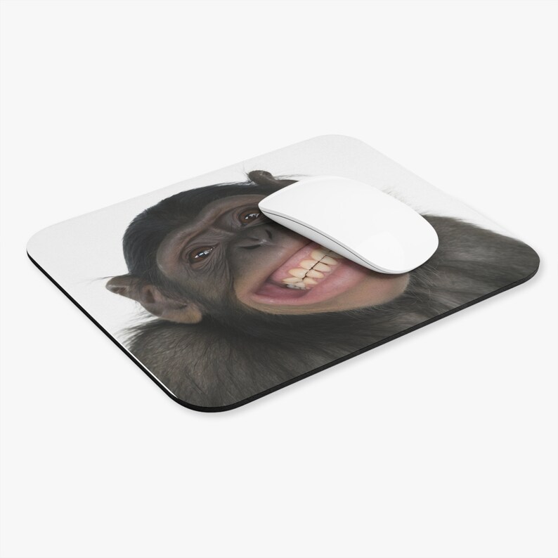 Funny Smiling Monkey Mouse Pad Cute Office Desk Gift for Animal Lovers ...