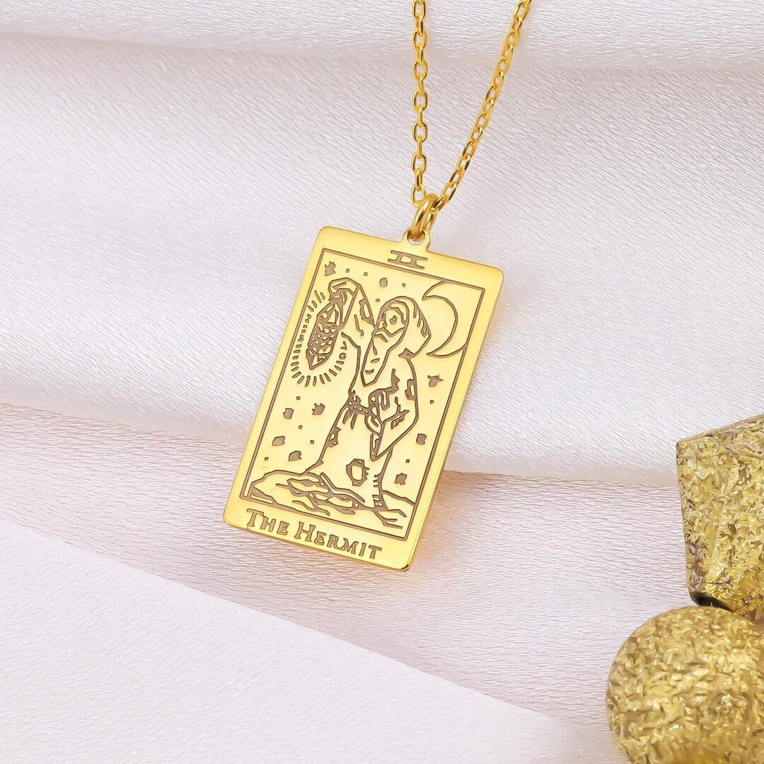 Tarot Card Necklace Silver Tarot Card Pendant Necklace Star Tarot ...