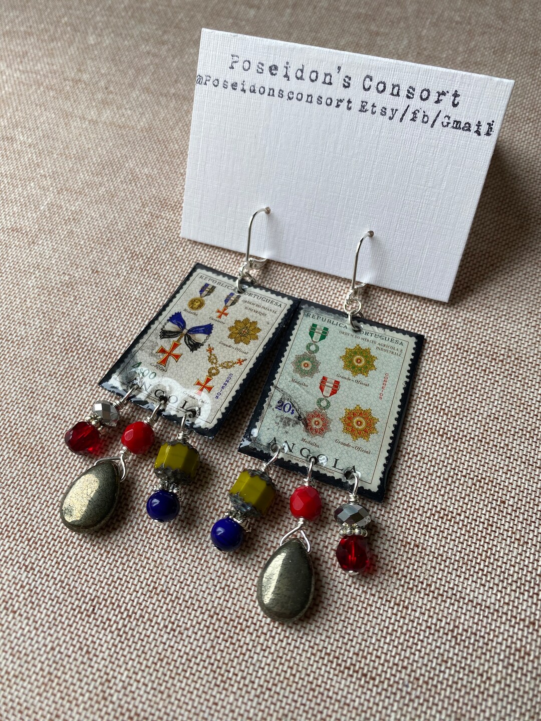 1960s Angola Stamp Earrings - Etsy