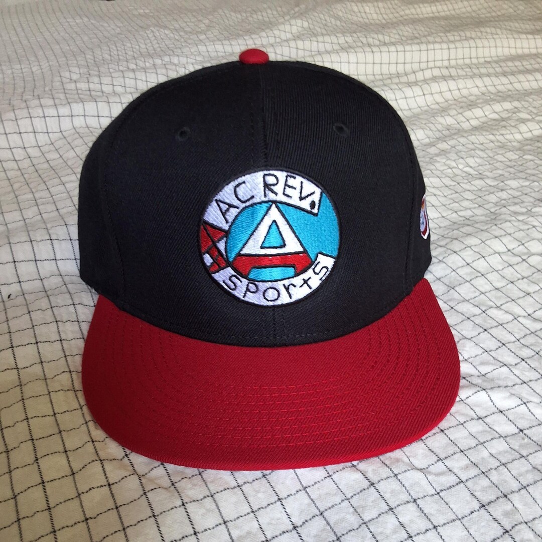 Black and Black/red Snapback (embroidery) Hat : ACREV Sports Logo With ...