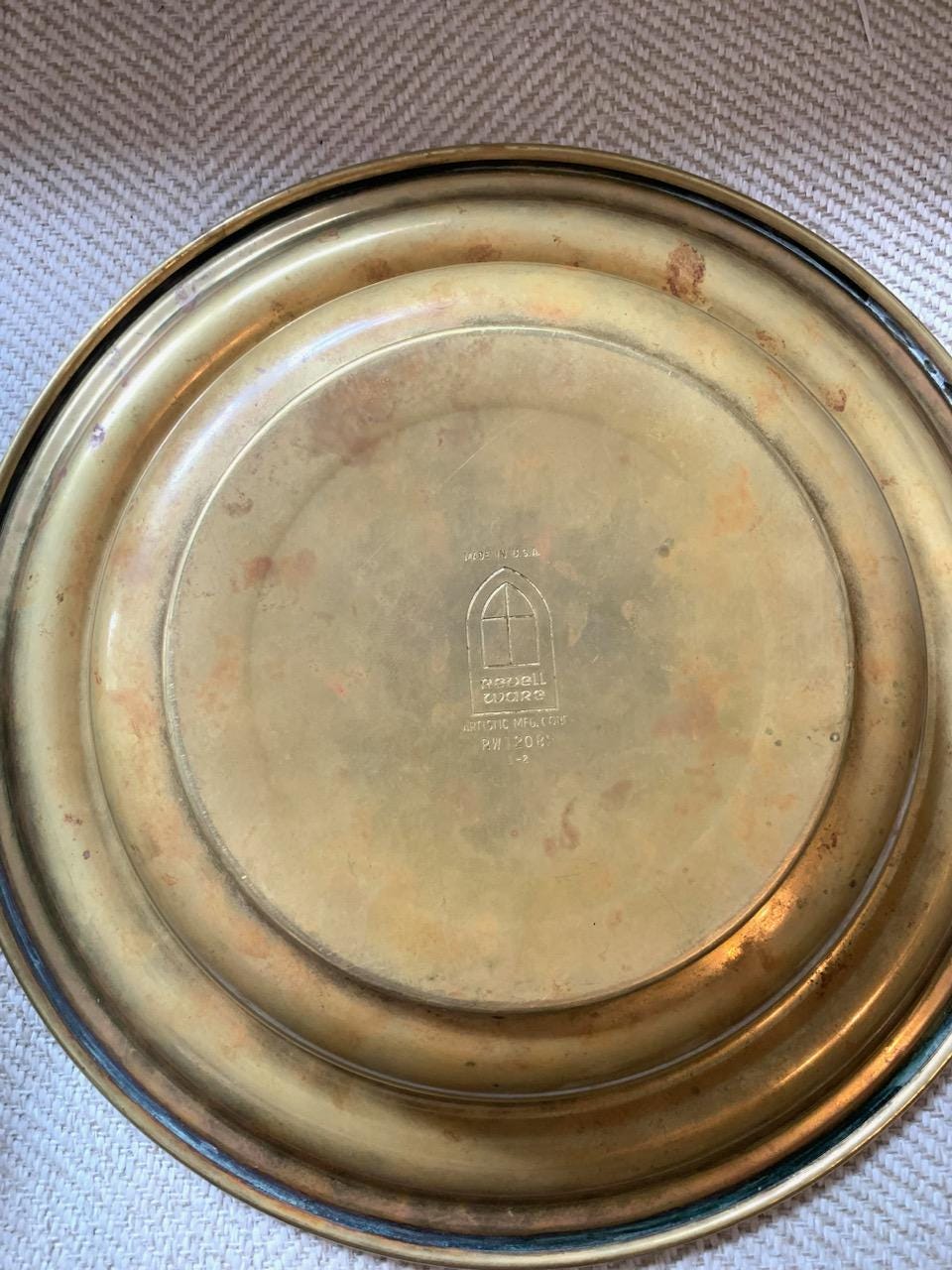 Vintage Brass Church Collection Plates With Liturgical Red Velvet ...