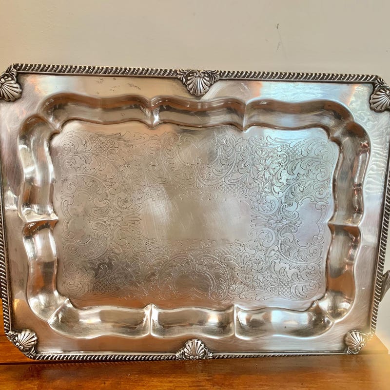 Vintage Serving Silver Tray - Etsy