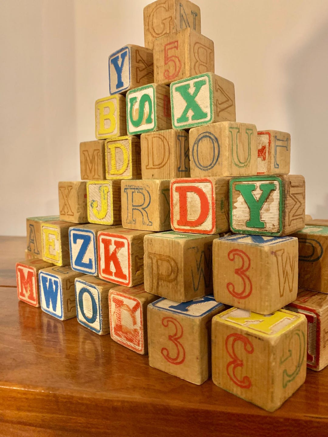 Woden Alphabet Blocks, Toy Blocks, Vintage Wooden Toy Blocks, Alphabet ...