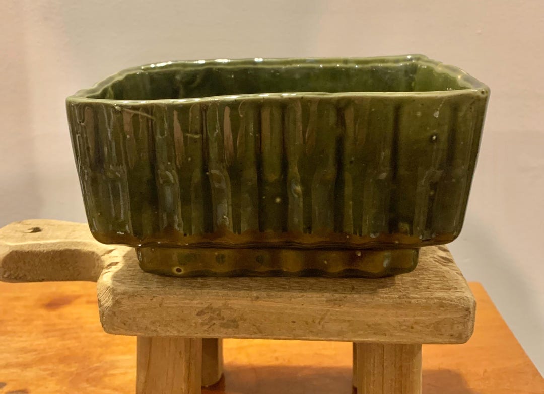 Vintage 1950s MCM Avocado Green Rectangular Planter - Etsy