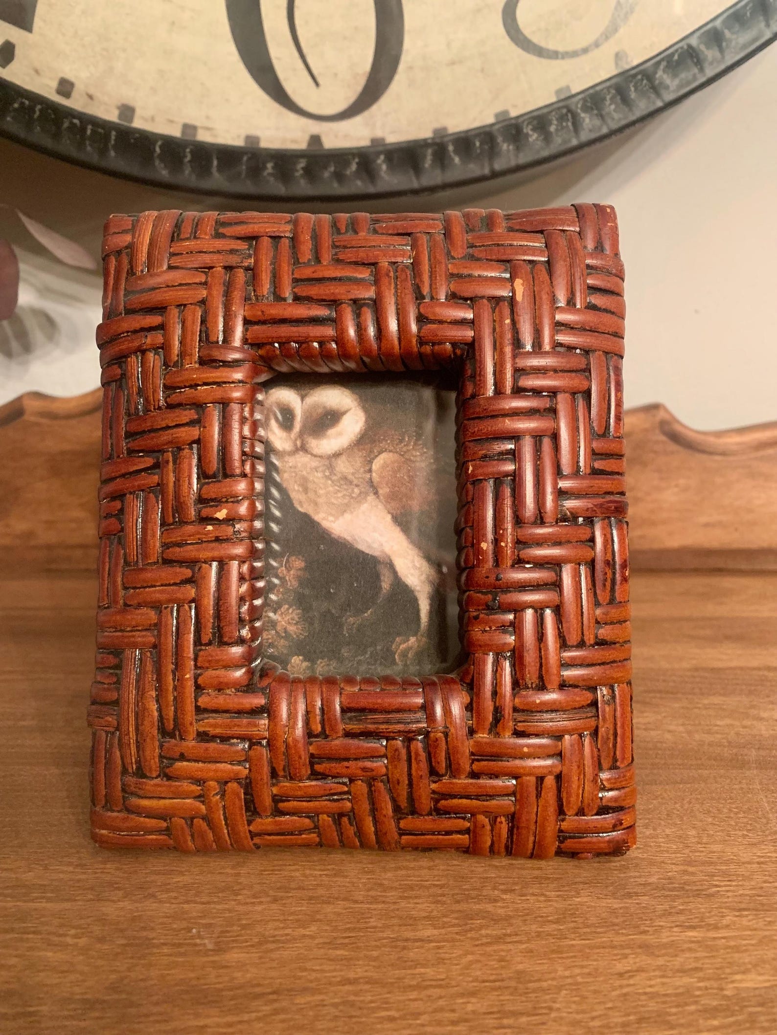 Vintage Wicker Rattan Woven Picture Photo Frame 5" X 6" Frame Holds 3 X ...