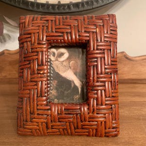 Vintage Wicker Rattan Woven Picture Photo Frame 5" X 6" Frame Holds 3 X ...