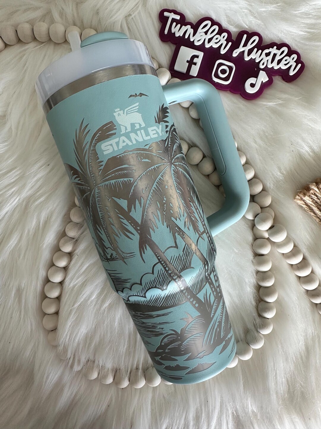 Beach Scene Laser Engraved Stanley - Etsy