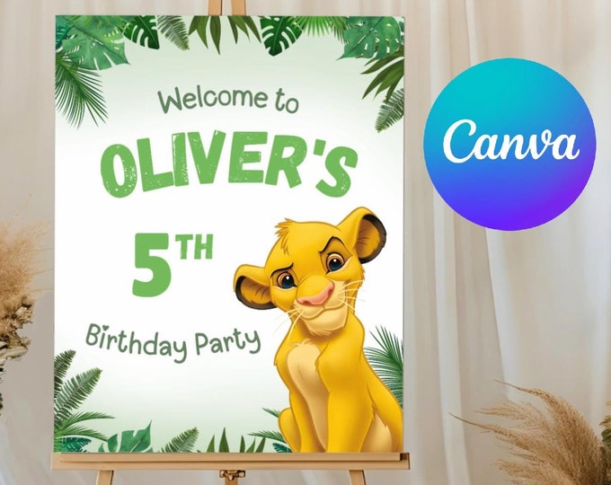 Lion King Welcome Sign | Simba Welcome Sign | Lion King Jungle Birthday ...