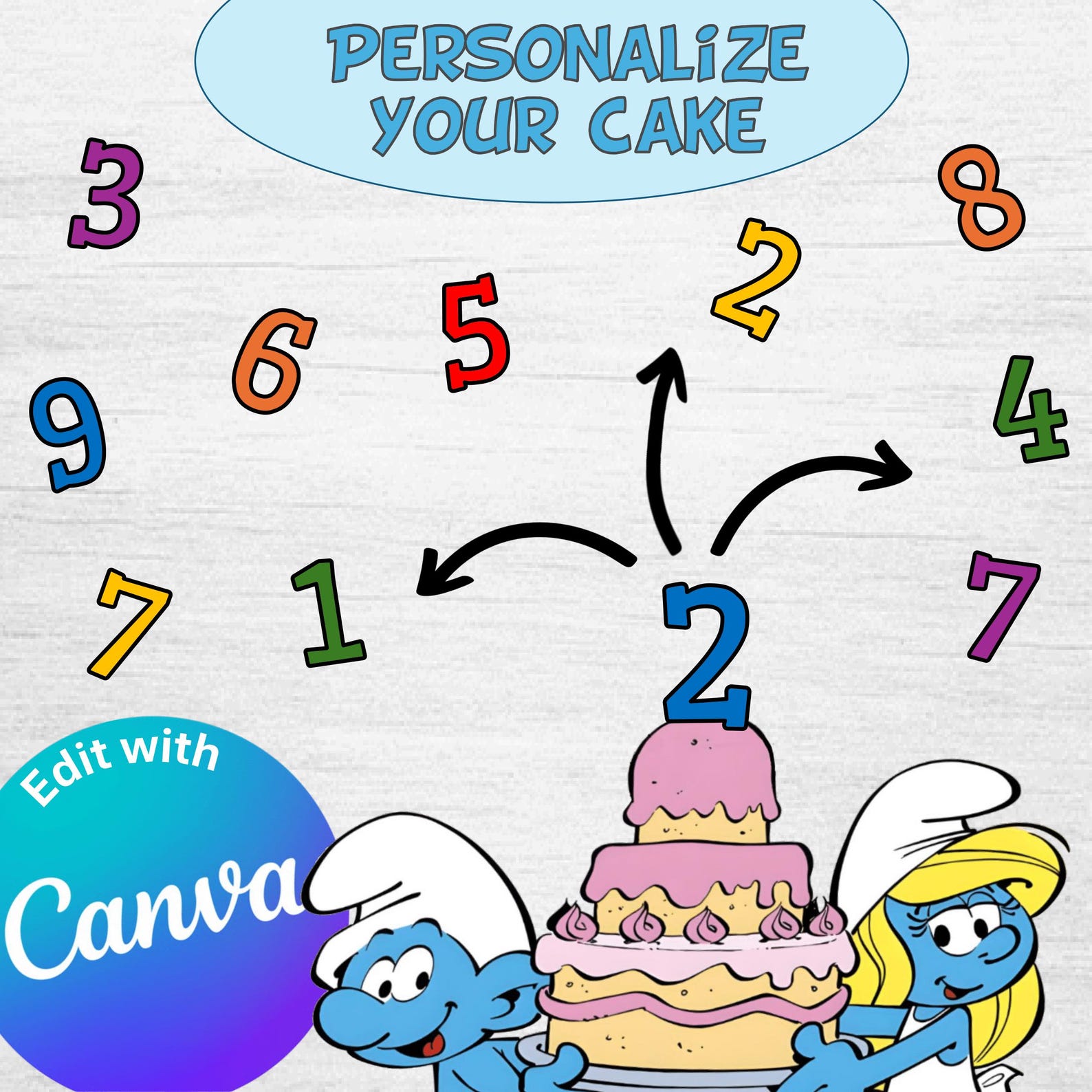 Smurfs Birthday Invitation Editable Template, Canva Editable Birthday ...