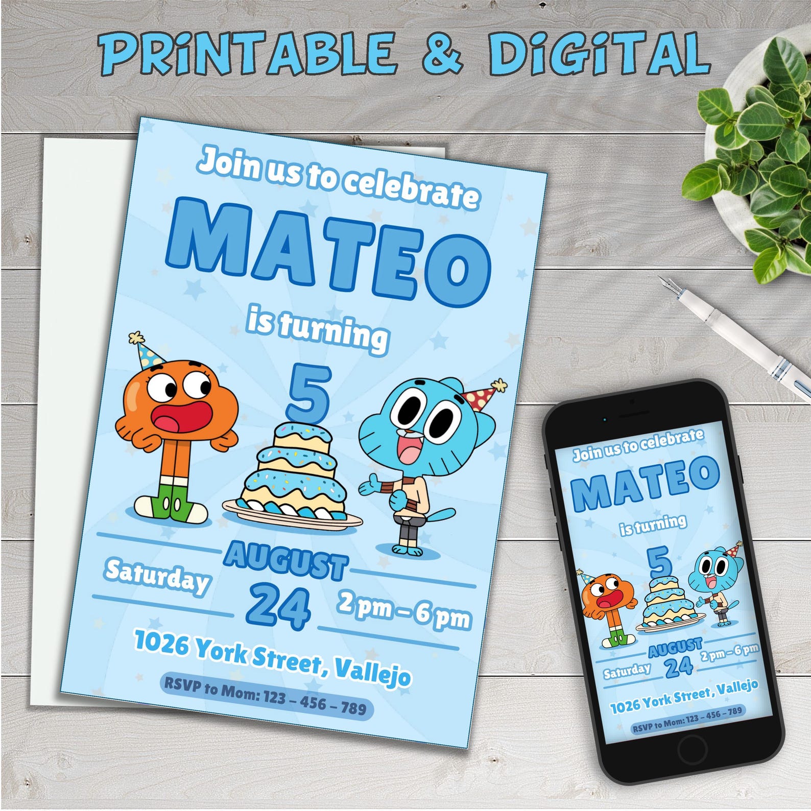 Gumball Birthday Invitation: Editable Canva Template (digital) - Etsy