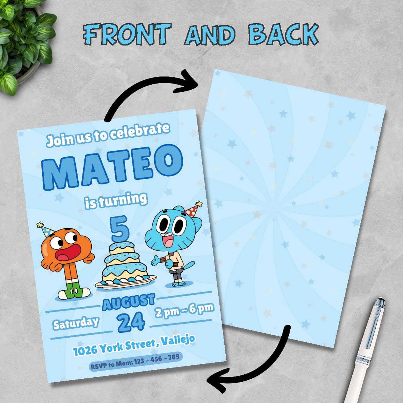 Gumball Birthday Invitation: Editable Canva Template (digital) - Etsy