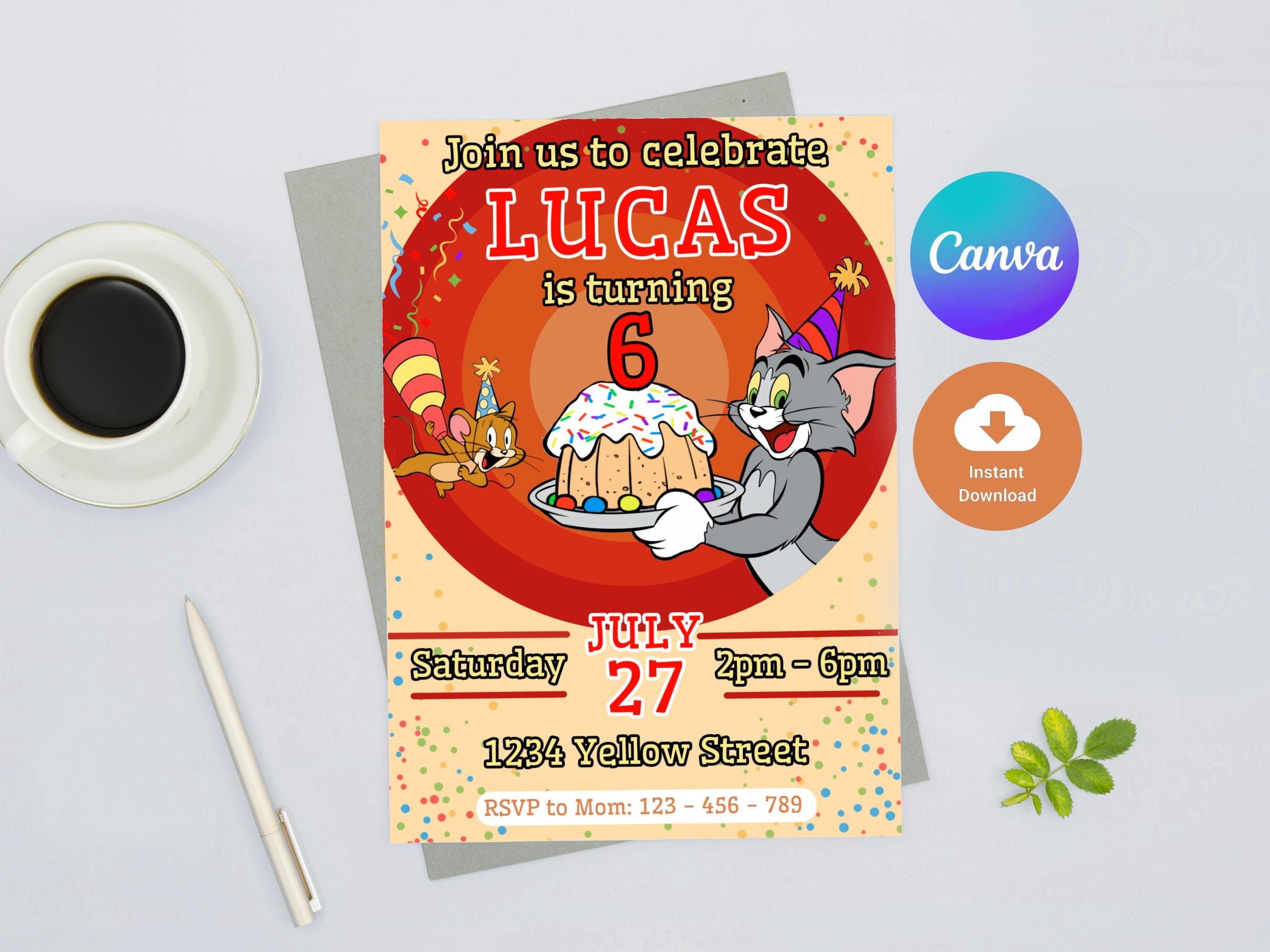 Tom and Jerry Birthday Invitation: Editable Canva Template (digital ...