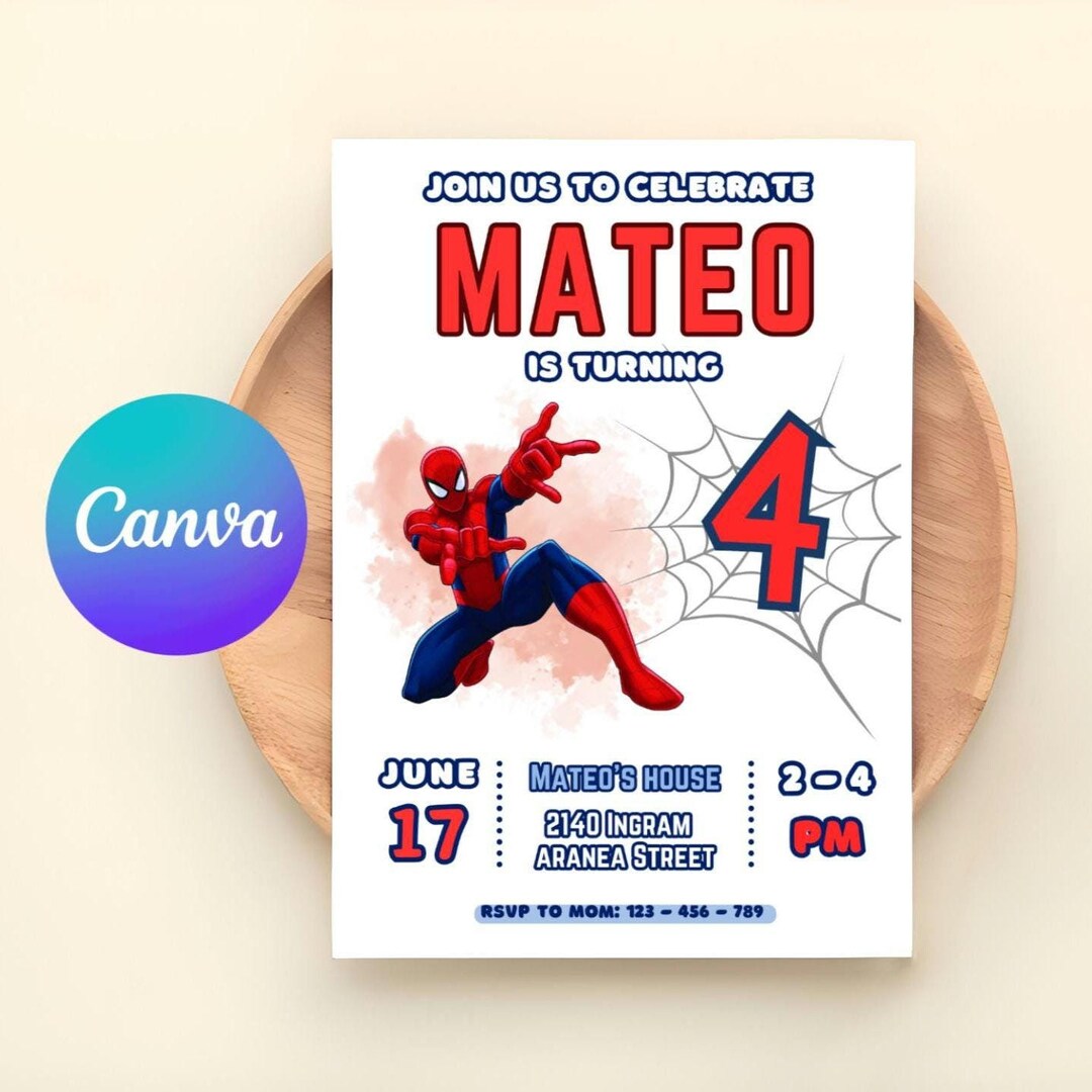 Editable Spider Man Birthday Invitation Template, Printable Birthday ...