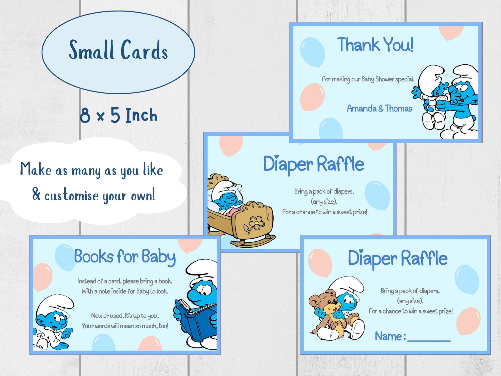 Smurfs Baby Shower Bundle | Baby Shower Smurf Invitation | Baby Smurf ...