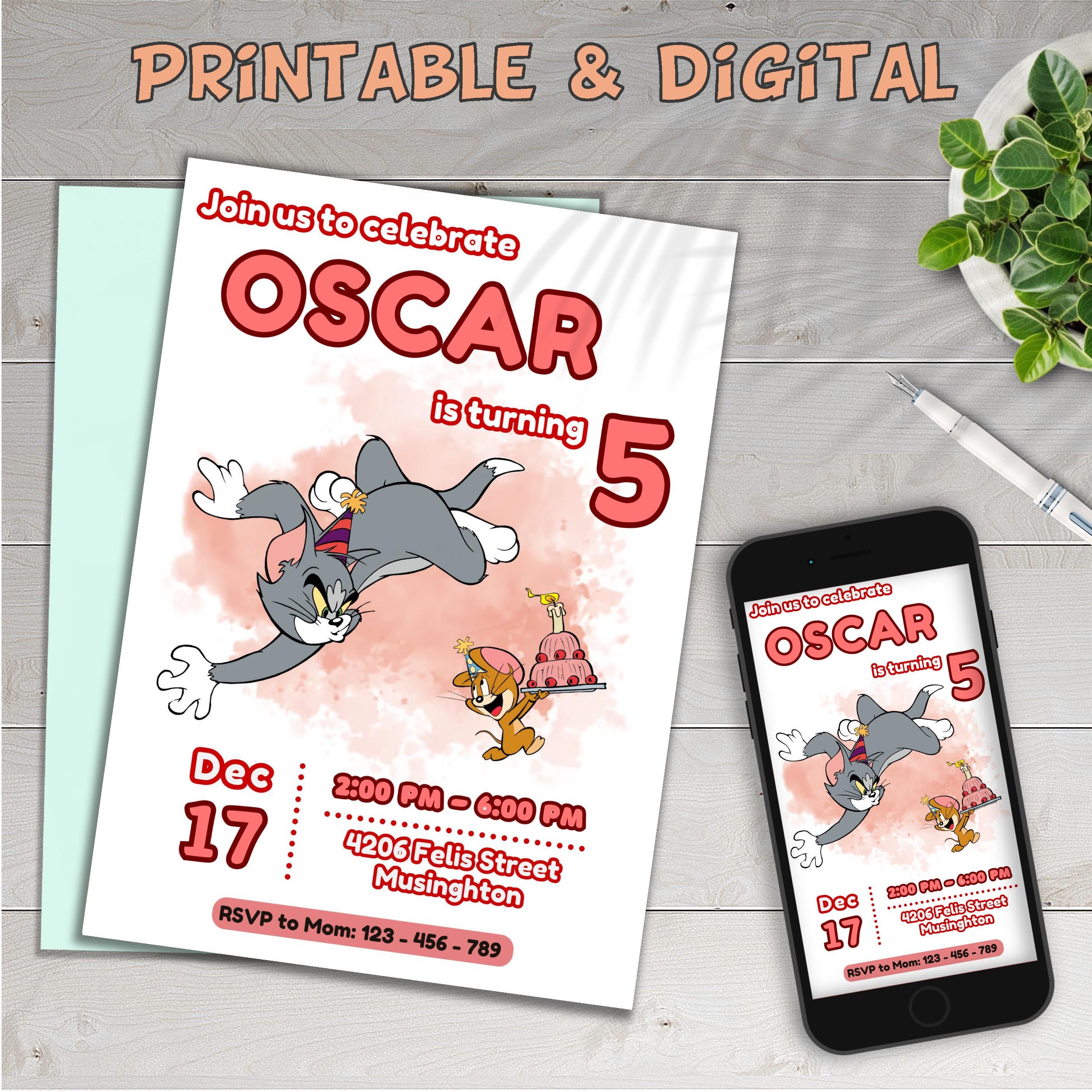 Tom and Jerry Birthday Invitation, Children's Party Invite Printable ...