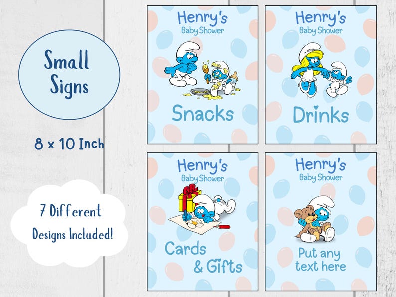 Smurfs Baby Shower Bundle | Baby Shower Smurf Invitation | Baby Smurf ...
