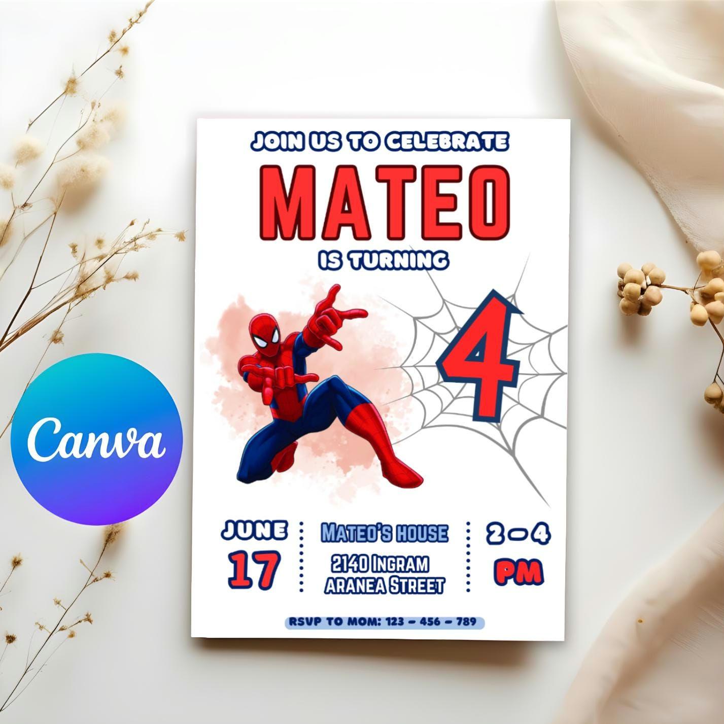 Editable Spider Man Birthday Invitation Template, Printable Birthday ...