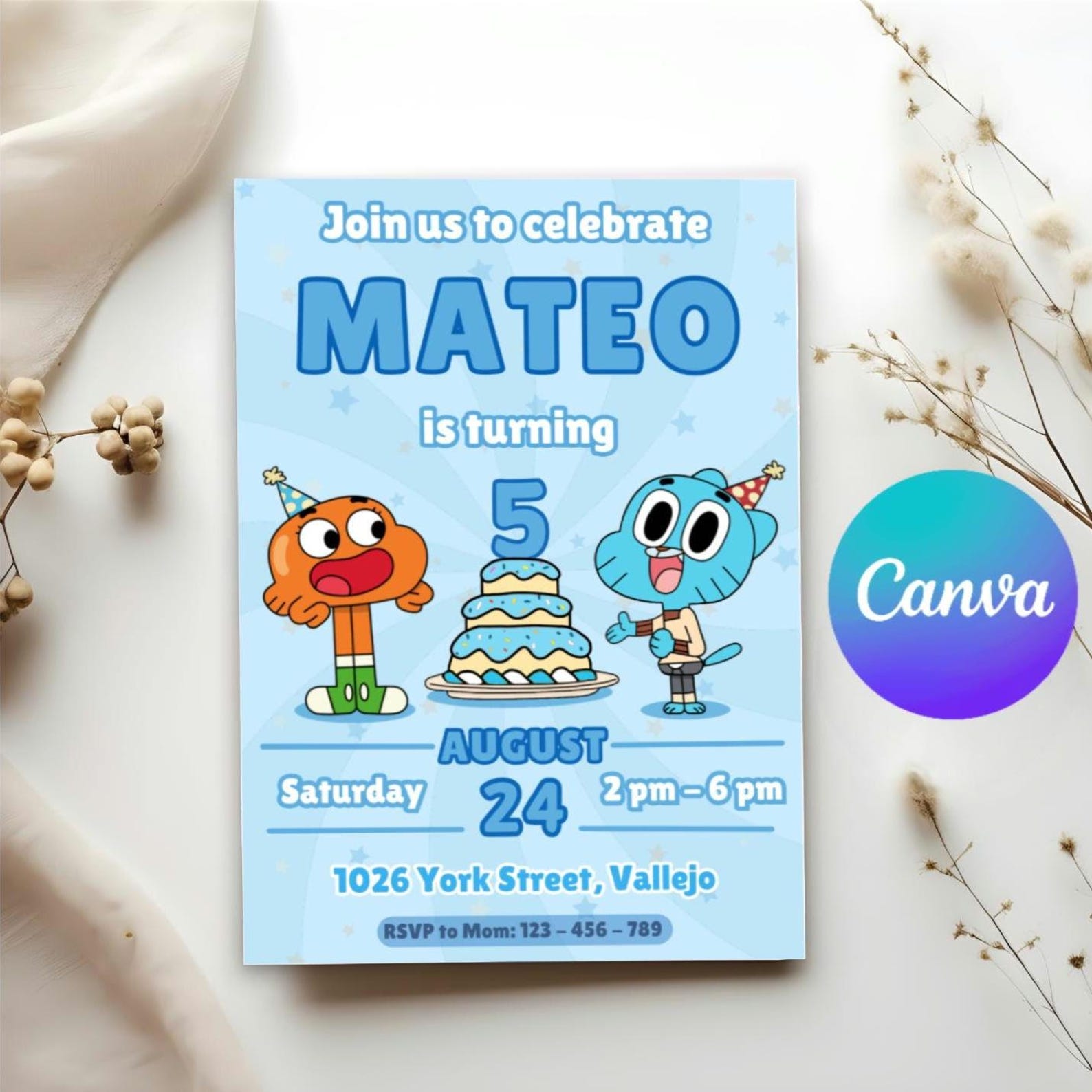 Gumball Birthday Invitation: Editable Canva Template (digital) - Etsy