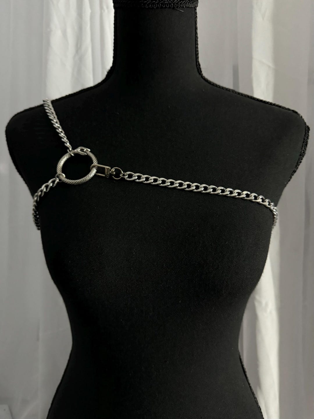 Silver Shoulder Chain Harness | Asymmetrical Chain Body Jewelry With O ...