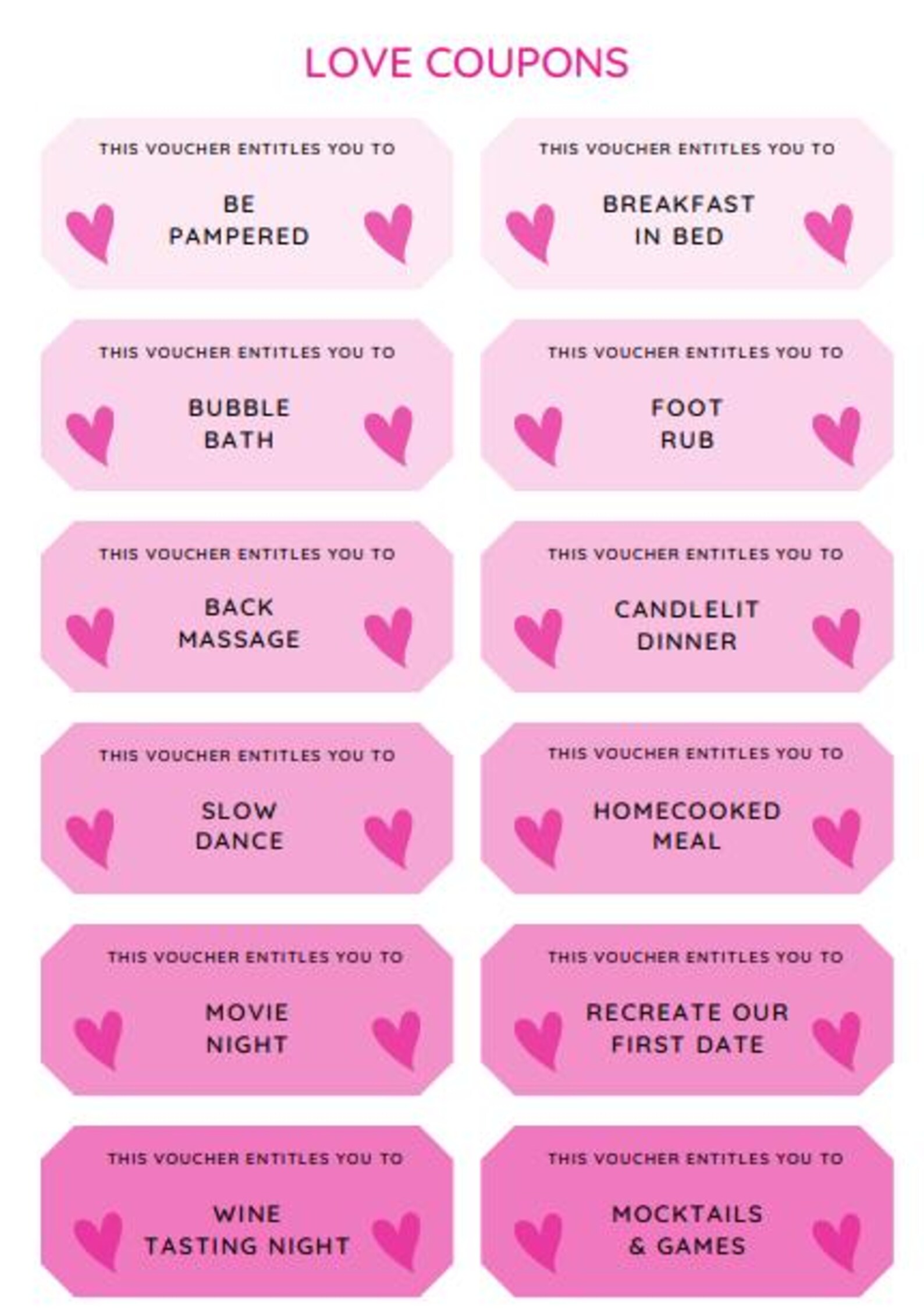 Romantic Printable Valentines Day Love Coupons Editable Digital Gift ...