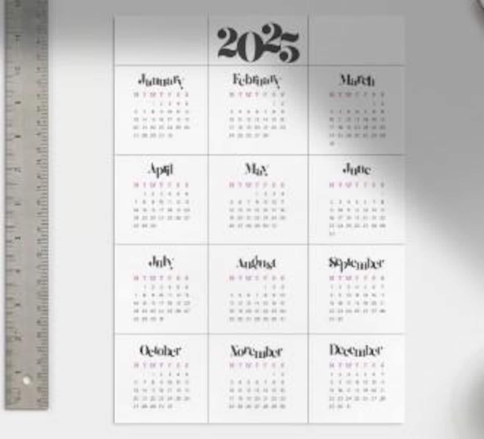 2025 Digital Calendar | Minimalist Planner Template | Printable Monthly ...