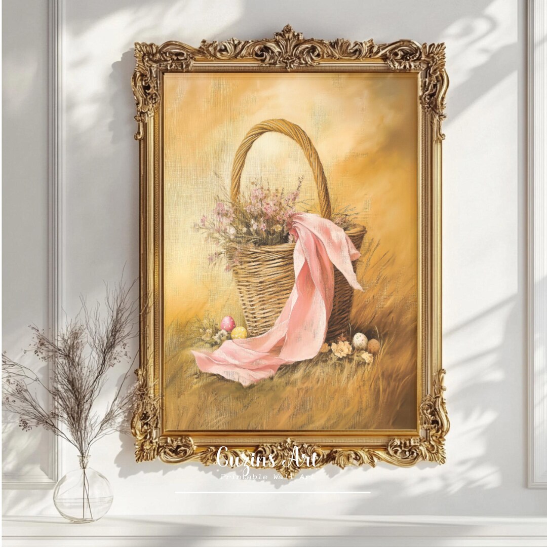 Pastel Farmhouse Floral Basket Wall Art JPG Bundle | Vintage Spring ...