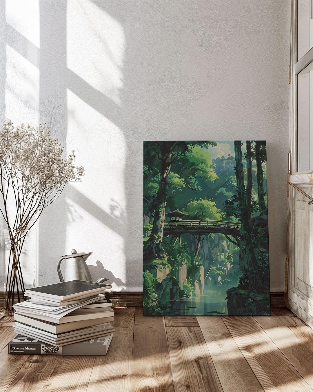Serene Forest Bridge - Ghibli Inspired Digital Painting Japanese ...