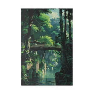 Serene Forest Bridge - Ghibli Inspired Digital Painting Japanese ...