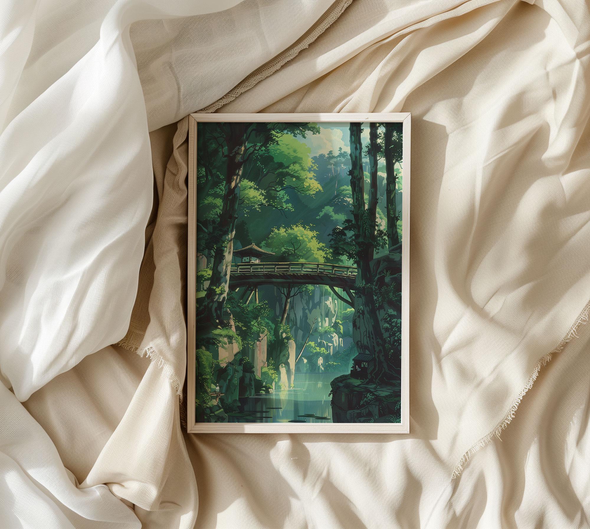 Serene Forest Bridge - Ghibli Inspired Digital Painting Japanese ...