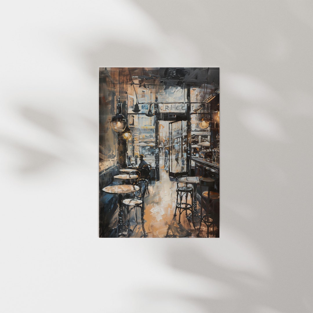 Urban Coffeehouse Café Aesthetic Acrylic Painting Canvas Wall Decor - Etsy