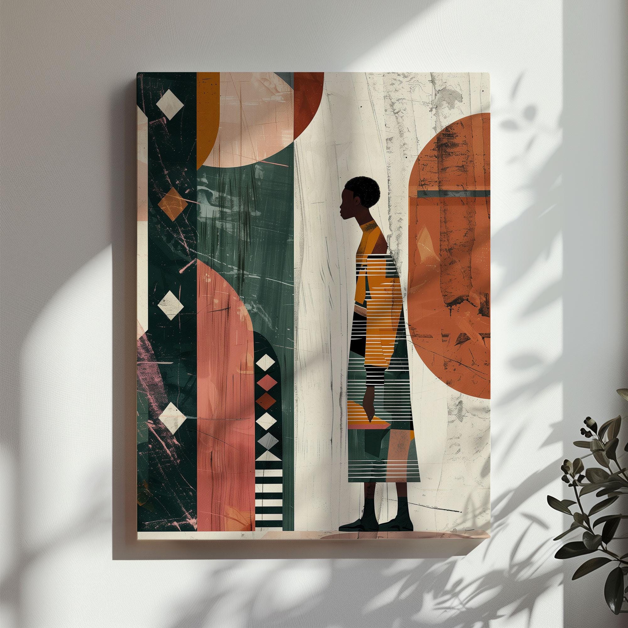 Contemporary African Inspired Modern Abstract Print Modern Canvas Wall ...