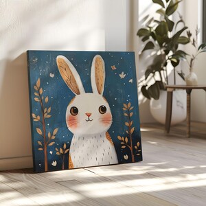Cute Baby Bunny Illustration Painting Scandi Inspired Woodland Nursery ...