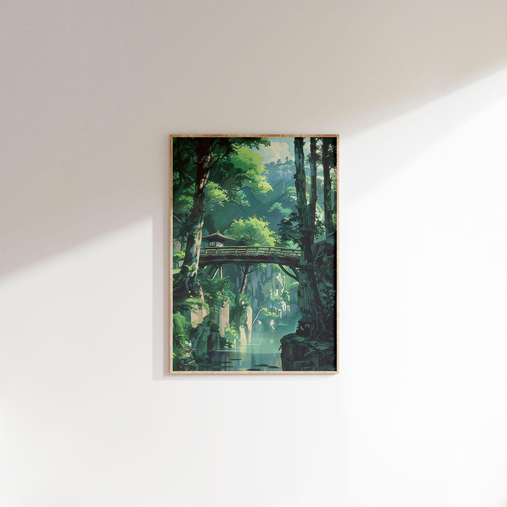 Serene Forest Bridge - Ghibli Inspired Digital Painting Japanese ...