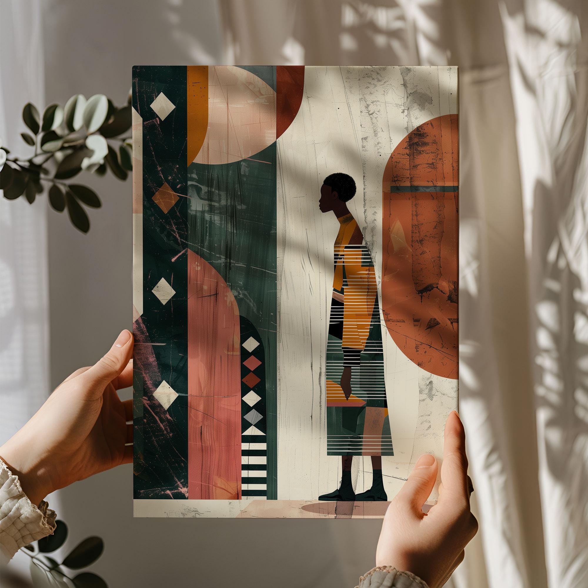 Contemporary African Inspired Modern Abstract Print Modern Canvas Wall ...