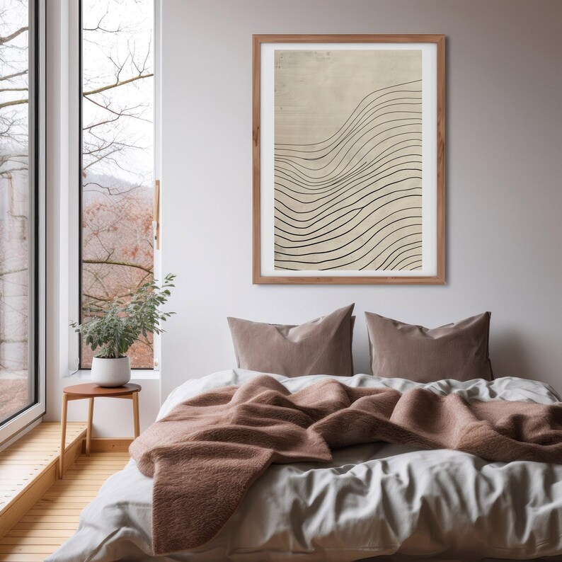 Modern Abstract Ink Line Art Natural Texture Minimalist Canvas Print ...