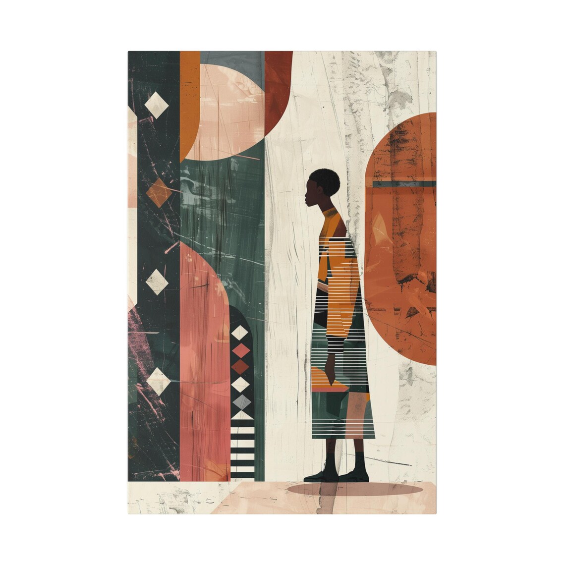 Contemporary African Inspired Modern Abstract Print Modern Canvas Wall ...