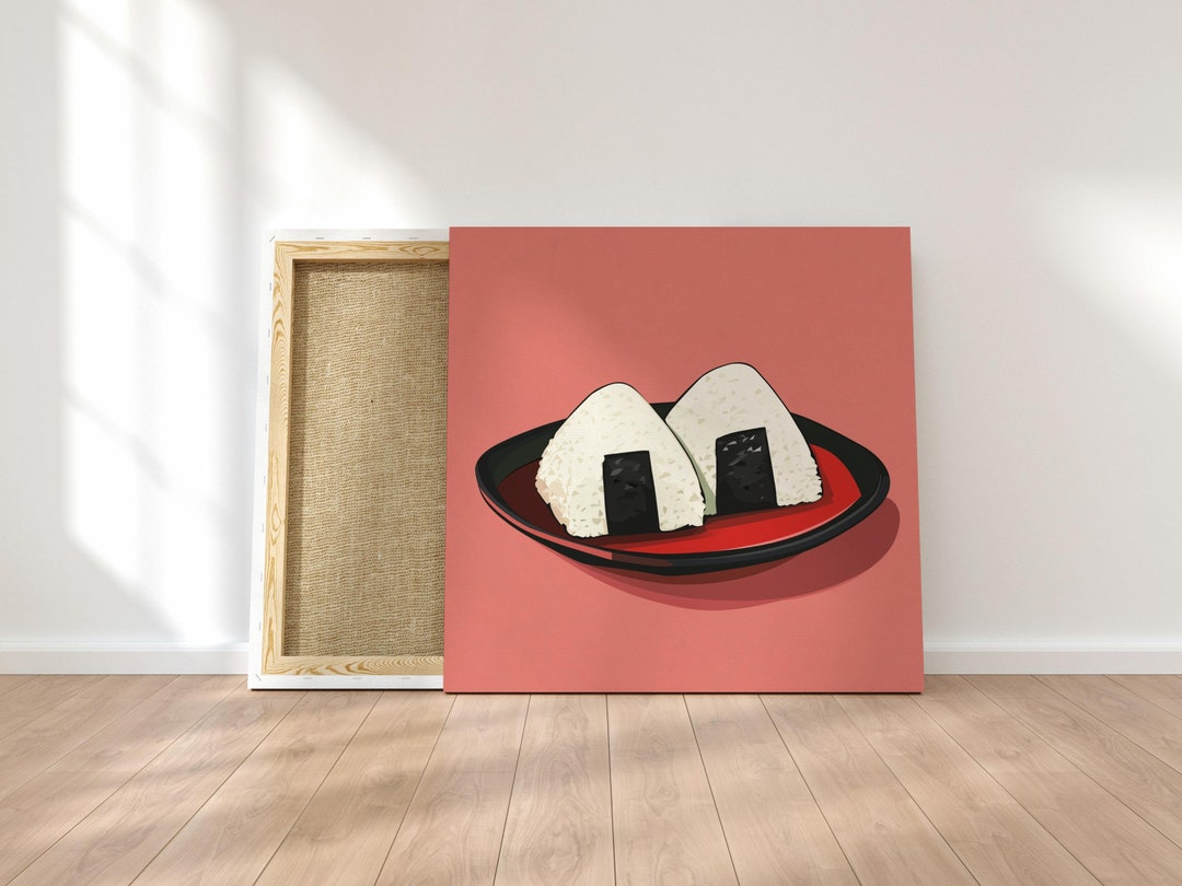 Minimalist Pop Onigiri Illustration Asian Kitchen Food Culture Canvas ...