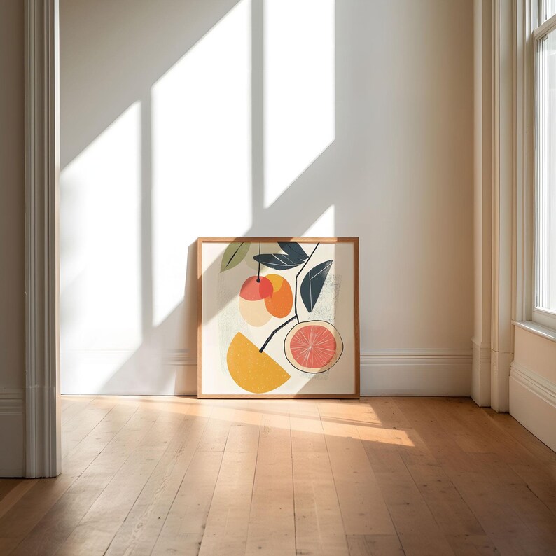 Fruit Illustration Boho Minimalist Pastel Canvas Kitchen Wall Decor - Etsy