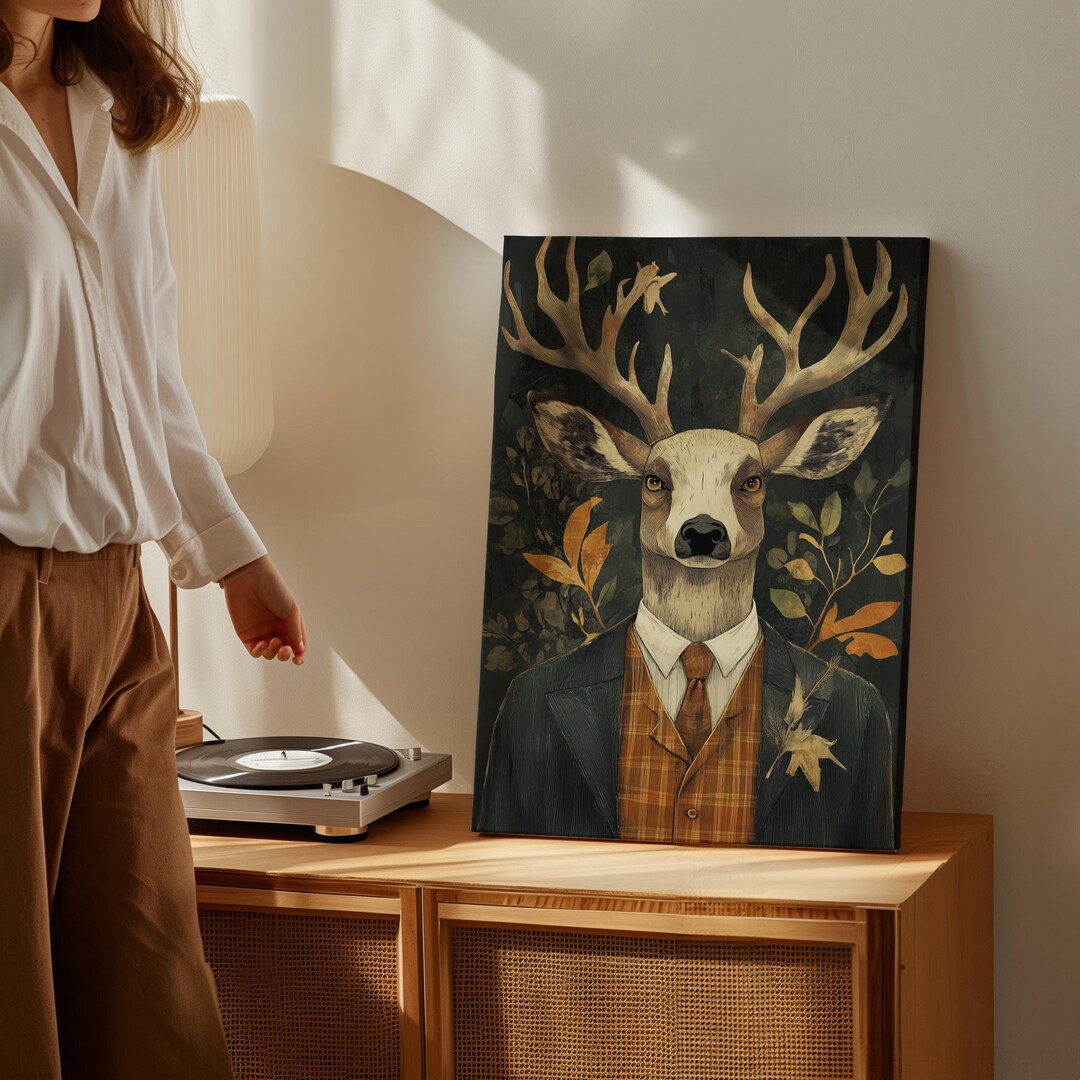 The Professor | Folk Art | Buck Stag Deer Illustration | Whimsical ...