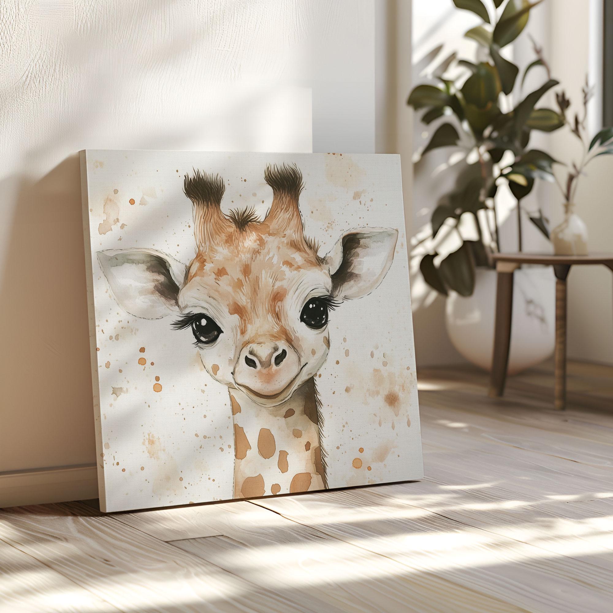 Baby Giraffe Watercolor Nursery Safari Art Canvas Wall Decor - Etsy