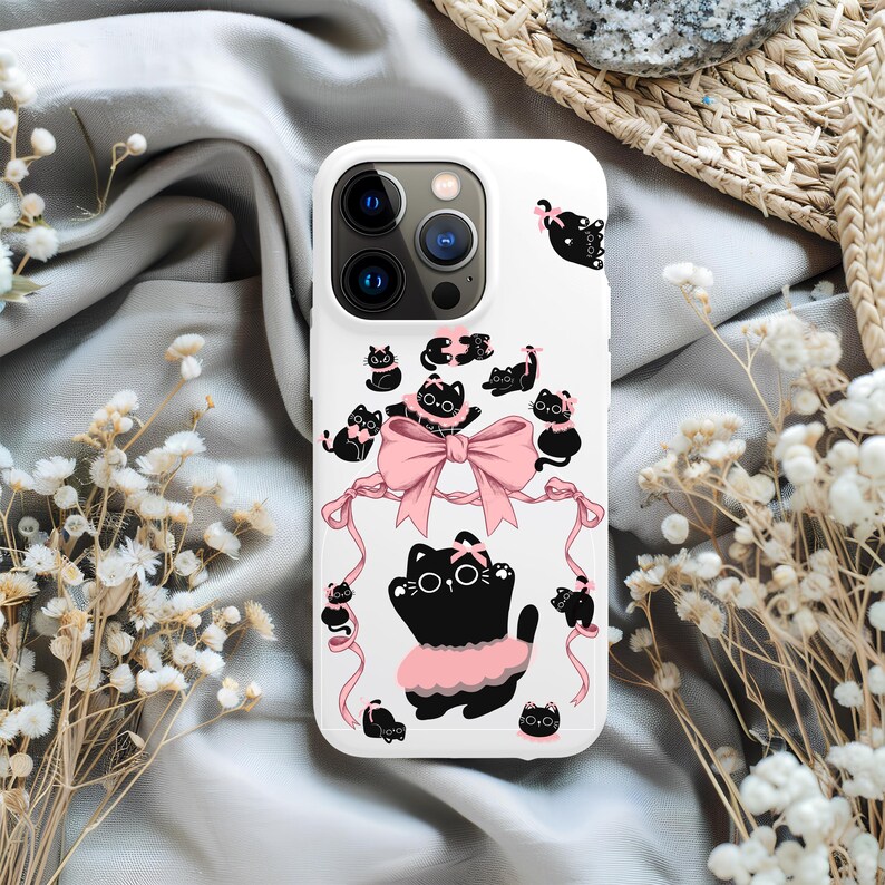 Coquette iPhone Case Coquette Black Cat iPhone Cover White or Pink ...