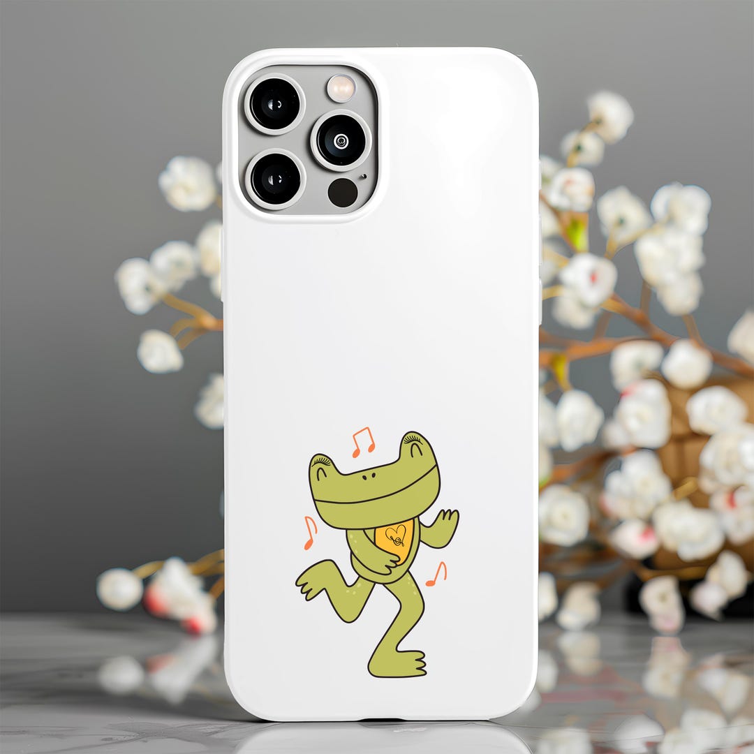 Cute iPhone Case Cute Frog Listening to Music iPhone Simple Case Pro ...