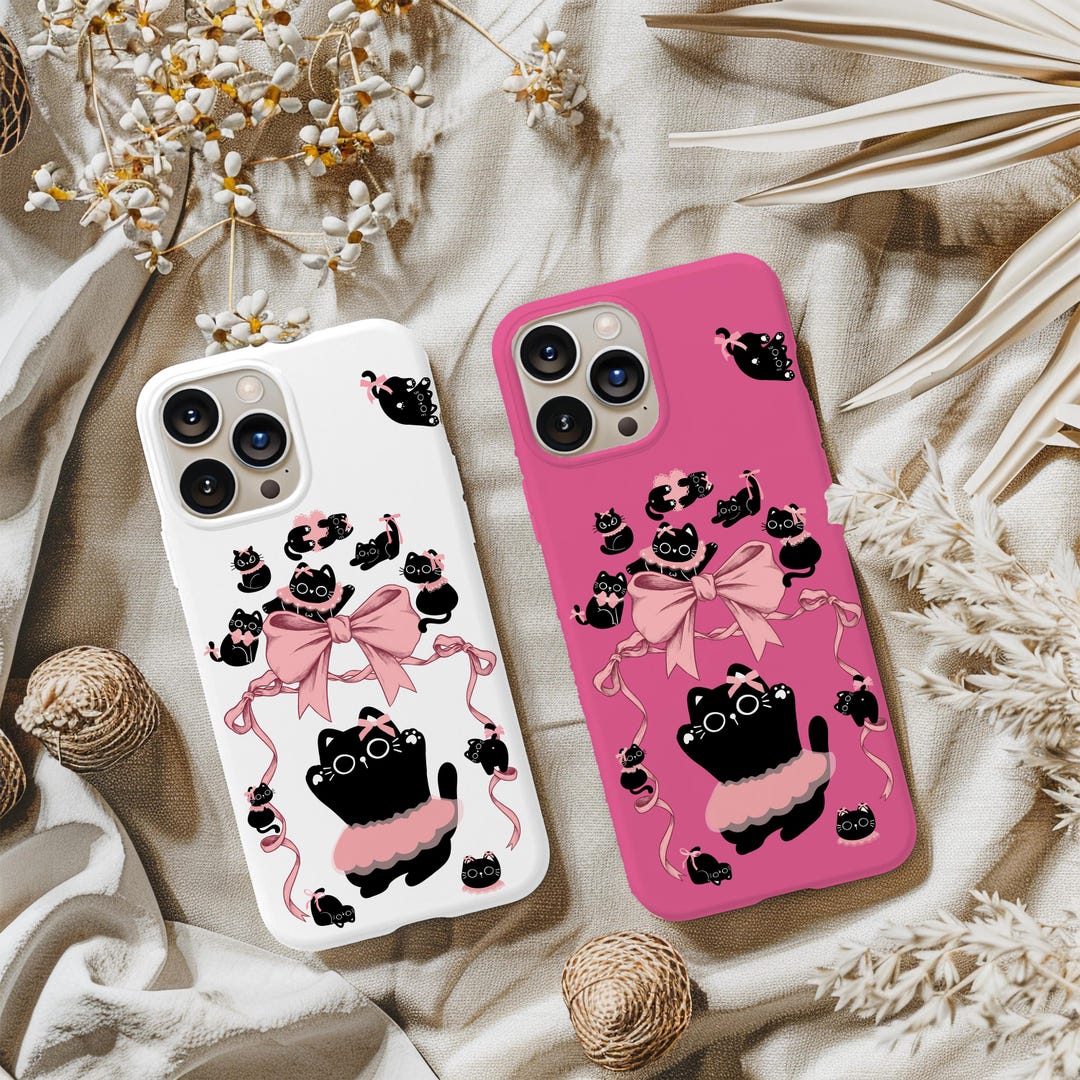 Coquette iPhone Case Coquette Black Cat iPhone Cover White or Pink ...