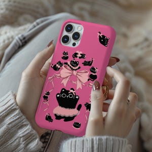 Coquette iPhone Case Coquette Black Cat iPhone Cover White or Pink ...