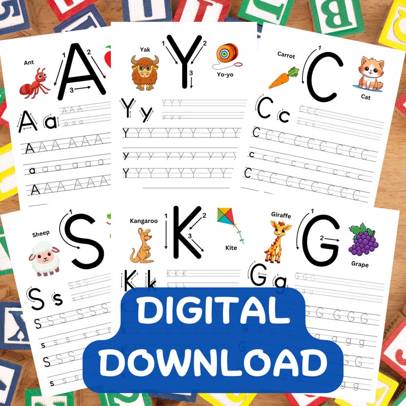 Printable Alphabet Tracing Worksheets for Kids, Basic Skills ...