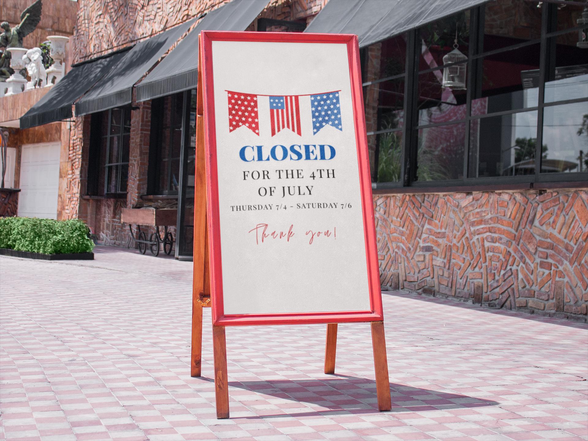 Closed for the 4th of July | July 4th Closed Sign | Business Signage ...